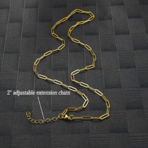 Sunling Stainless Steel Dainty Paperclip Link Chain Necklace for Women Girls with Extension - Silver and Gold Color