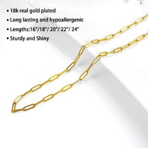 Sunling Stainless Steel Dainty Paperclip Link Chain Necklace for Women Girls with Extension - Silver and Gold Color