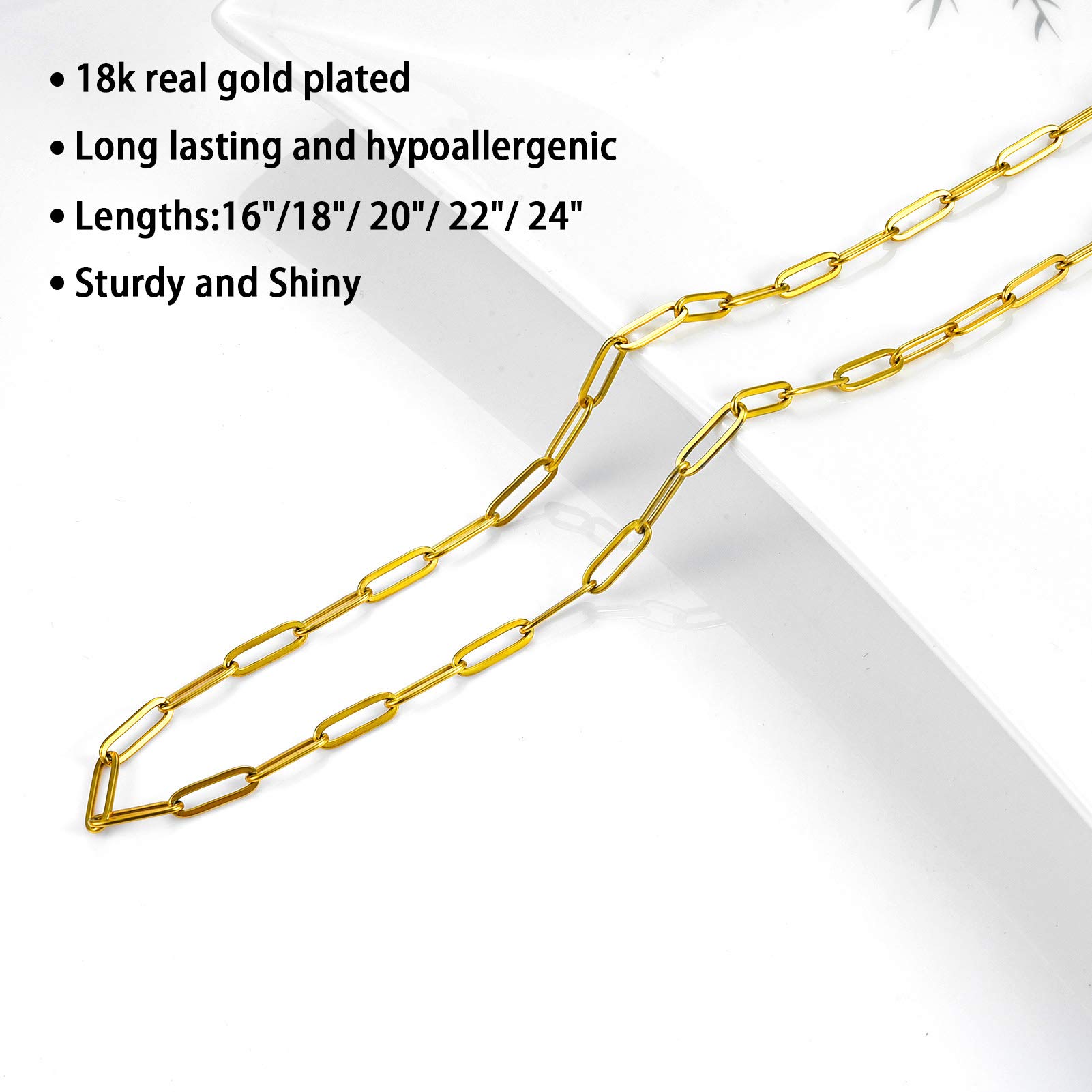 Sunling Stainless Steel Dainty Paperclip Link Chain Necklace for Women Girls with Extension - Silver and Gold Color