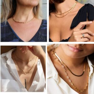 Sunling Stainless Steel Dainty Paperclip Link Chain Necklace for Women Girls with Extension - Silver and Gold Color