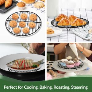 TeamFar Round Cooling Rack, 7.5’’ Small Baking Roasting Grilling Rack with Stainless Steel Core & Non-stick Coating, for Cooking Steaming Cooling, Healthy & Sturdy, Oven Safe & Easy Clean – Set of 2