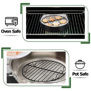 TeamFar Round Cooling Rack, 7.5’’ Small Baking Roasting Grilling Rack with Stainless Steel Core & Non-stick Coating, for Cooking Steaming Cooling, Healthy & Sturdy, Oven Safe & Easy Clean – Set of 2