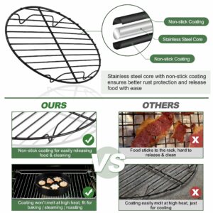 TeamFar Round Cooling Rack, 7.5’’ Small Baking Roasting Grilling Rack with Stainless Steel Core & Non-stick Coating, for Cooking Steaming Cooling, Healthy & Sturdy, Oven Safe & Easy Clean – Set of 2