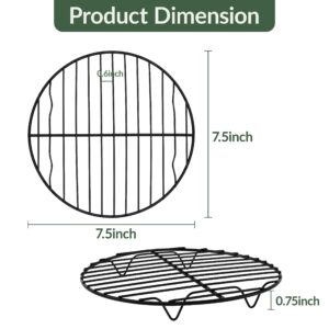 TeamFar Round Cooling Rack, 7.5’’ Small Baking Roasting Grilling Rack with Stainless Steel Core & Non-stick Coating, for Cooking Steaming Cooling, Healthy & Sturdy, Oven Safe & Easy Clean – Set of 2