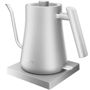 gooseneck electric kettle fabuletta 1500w ultra fast boiling water kettle 100% stainless steel for pour-over coffee & tea leak-proof design french press boil-dry protection 1l (fkt003 light grey)