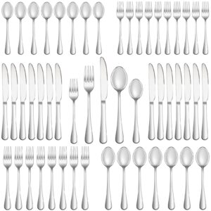 60 piece silverware set service for 12,premium stainless steel flatware set,mirror polished cutlery utensil set,durable home kitchen eating tableware set,include fork knife spoon set,dishwasher safe