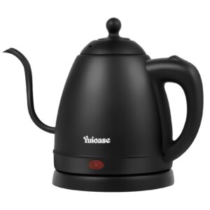 electric gooseneck kettle, stainless steel coffee kettle, auto shutoff, anti-dry water boiler, pour-over coffee & tea,matte black 1.0l-1000w fast heating kettle by yuioase