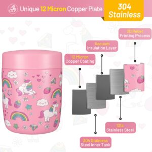 Charcy 9oz Stainless Steel Vacuum Insulated Kids Food Jar - Soup Thermo for Hot & Cold Food - Pink Rainbow Mermaid