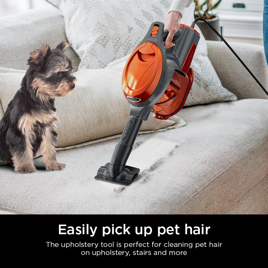 Shark HV302 Rocket Pet Corded Stick Vacuum, Lightweight with Swivel Steering for Carpets & Hard Floors, Converts to Hand Vacuum, Includes Crevice Tool, Pet Multi-Tool & Precision Duster, Orange