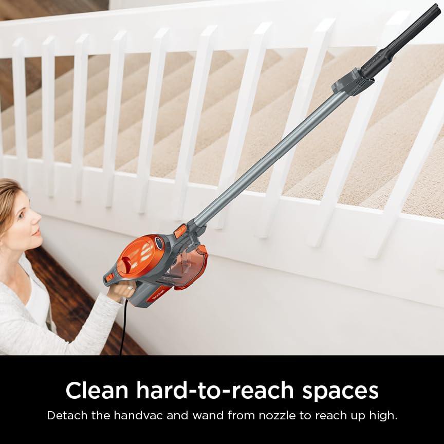 Shark HV302 Rocket Pet Corded Stick Vacuum, Lightweight with Swivel Steering for Carpets & Hard Floors, Converts to Hand Vacuum, Includes Crevice Tool, Pet Multi-Tool & Precision Duster, Orange