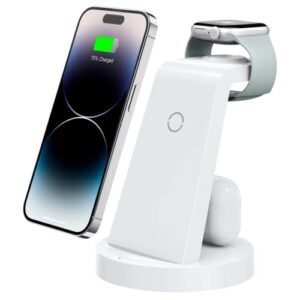 3 in 1 charging station for iphone - wireless charger for apple products multiple devices - charging dock stand for airpods (for iphone 15 14 13 pro 12 11 x max)