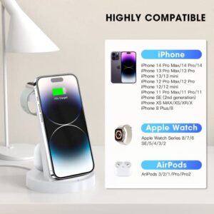 3 in 1 Charging Station for iPhone - Wireless Charger for Apple Products Multiple Devices - Charging Dock Stand for AirPods (for iPhone 15 14 13 pro 12 11 X Max)