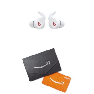 beats fit pro – true wireless noise cancelling earbuds – apple h1 headphone chip, class 1 bluetooth®, built-in microphone, 6 hours of listening time – white + amazon.com gift card in a mini envelope