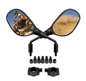 motobiker atv mirrors motorcycle mirrors,360 degrees ball-type adjustment,7/8" handlebar mount,8mm 10mm threaded bolt compatible with motorcycle scooter moped polaris sportsman dirt bike