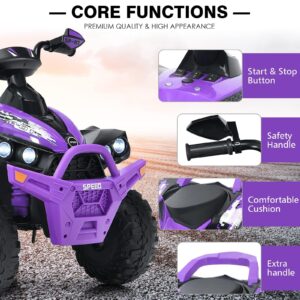 INFANS Kids Ride on ATV, 12V 4 Wheeler Quad Toy Vehicle with Music, Horn, High Low Speeds, LED Lights, Electric Ride On Toy, Battery Powered Wheels Car for Kids Over 3 Years Old (Violet)