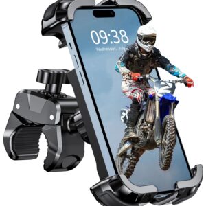 Zewdov Motorcycle Phone Mount, Upgrade Bike Phone Mount [1s Lock][Secure Protection], 360° Rotatable Phone Holder for Mountain Bike/ATV/Scooter Handlebar, Compatible with iPhone/Samsung 4.7-6.7"