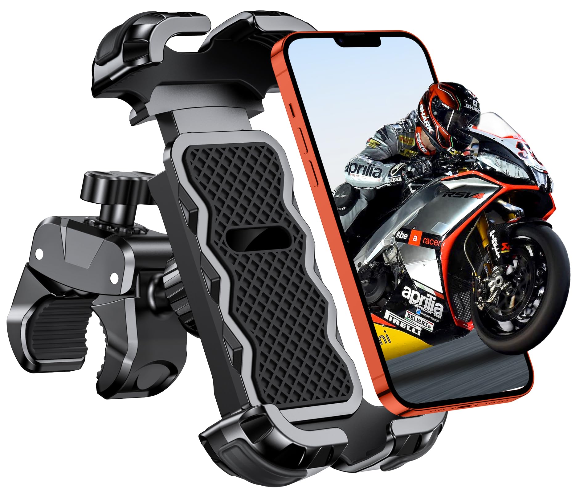 Zewdov Motorcycle Phone Mount, Upgrade Bike Phone Mount [1s Lock][Secure Protection], 360° Rotatable Phone Holder for Mountain Bike/ATV/Scooter Handlebar, Compatible with iPhone/Samsung 4.7-6.7"