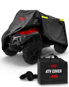 badass moto atv covers waterproof outdoor heavy duty, rip-resistant, night-reflective quad cover, 4 wheeler cover, easy-access zipper & vents four wheeler accessories - atv gifts, large 95" long