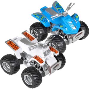 artcreativity land & sea friction atv set, set of 2, push n go toy cars with fun designs, cool birthday party favors for kids, pretend play gifts for boys and girls