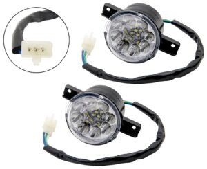 cmood 12v led front headlight compatible for taotao 125cc 150cc 250cc 300cc atv quad headlights, left right front head light for coolster peace jcl baja yamoto kazuma roketa chinese 4 wheeler (2pcs)