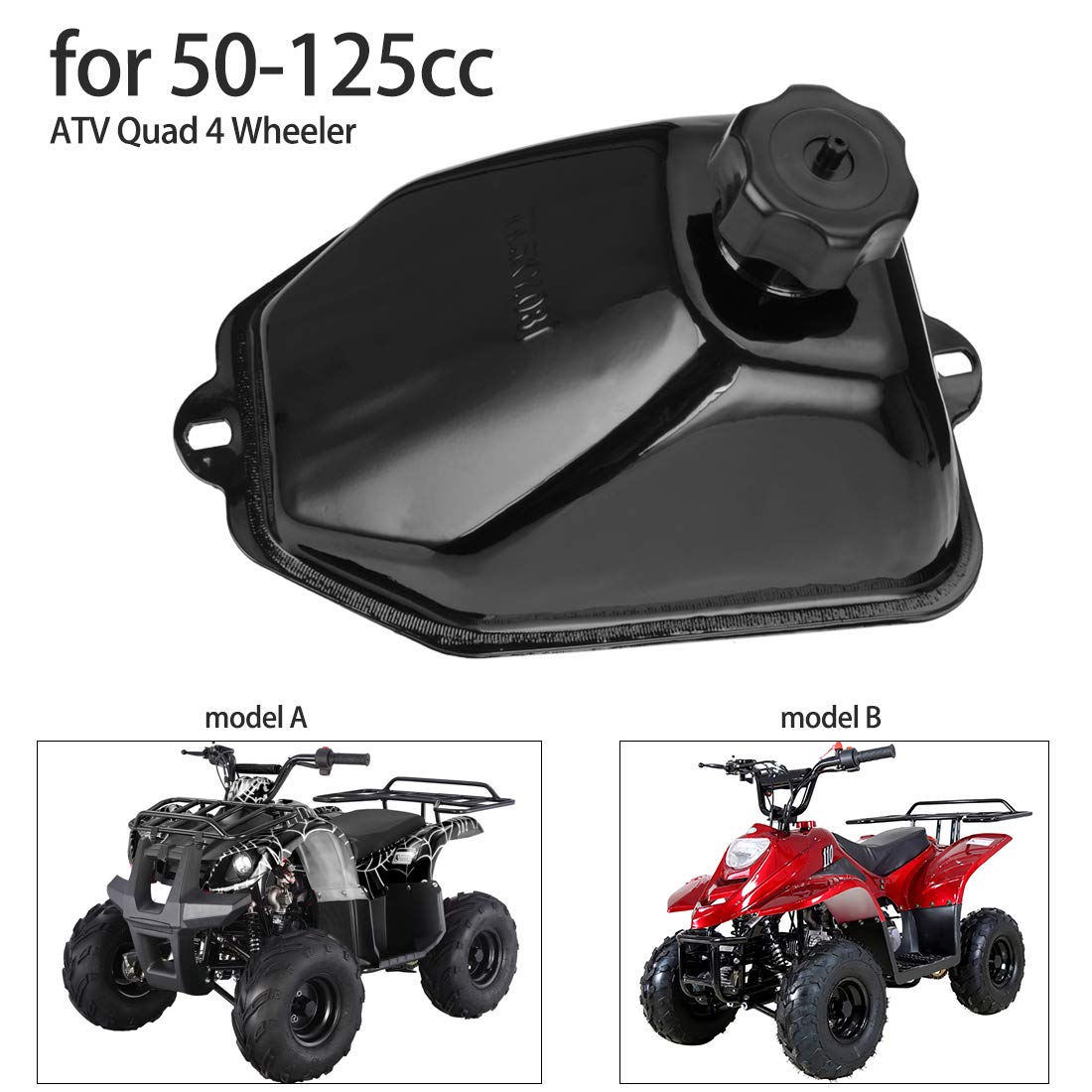 FVRITO Metal Gas Fuel Petrol Tank for 50cc 70cc 90cc 110cc 125cc Sunl Coolster Roketa Taotao ATA JCL Baja Motorsports BMS Vitacci Rider RPS Sej ICEbear Eagle Peace kazuma ATV Quad Chinese 4 Wheeler