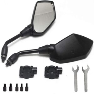 【2024 upgraded】motorcycle convex rear view mirror, mirrors for bike,motorcycle,atv,scooter, with m8 m10 threaded bolt, with 7/8" handle bar mount clamp compatible with cruiser, suzuki, honda,victory