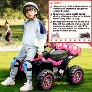 Soar Four Wheeler for Kids - Electirc Toddler 4 Wheeler for Kids 3-6, Ride on Atv 12v Battery Powered, Kids Quad with LED Lights, Music, High Low Speed, USB/TF, Treaded Tires, Black