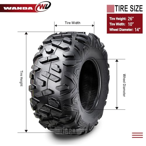 WANDA 26X10-14 UTV ATV Tires 6 Ply 26x10x14 Bighorn Style -Set 2-10184