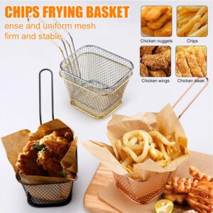 6 Pcs Mini Square Fry Basket Stainless Steel French Fries Holder Deep Fryer Baskets with Handles, Table Serving Frying Chips Baskets, French Fry Holder for Kitchen Party Barbecue, Silver