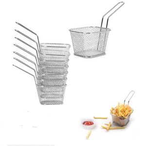 winhonw 8pcs mini square fry basket french fries basket 4.1x3.3x2.6inches, table serving fryer baskets mini fryer serving food presentation basket kitchen