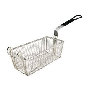 wincо fb-05, 10-inch heavy-gauge deep fry basket with black coated handle, french fries fryer basket, nsf