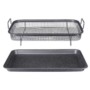 DODY Oven Crisper Tray, -Pieces Nonstick Oven Air Fryer Pan/Tray and Mesh Basket Set - Ideal for French Fry - Frozen Food, Baking Sheet without Oil