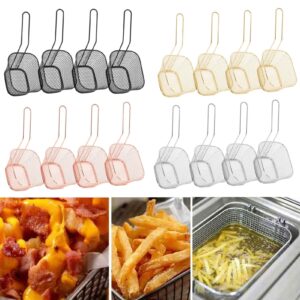 4Pcs Square Fry Basket, Stainless Steel French Fries Holder Fried Food Table Serving Net Strainer Kitchen Cooking Tools(Black)