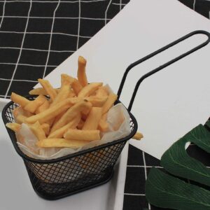 4Pcs Square Fry Basket, Stainless Steel French Fries Holder Fried Food Table Serving Net Strainer Kitchen Cooking Tools(Black)