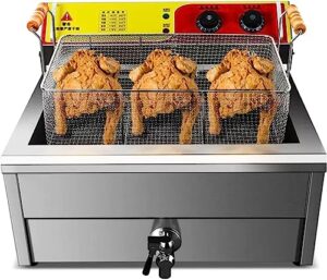 electric deep fat fryer, frying machine, deep fryer polished stainless steel tank chip fryers for home and commercial, easy clean, large electric fryer for french fries chicken shrimp (size : 18l)