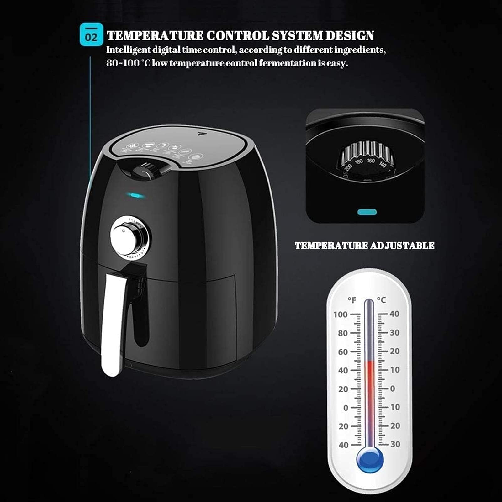 Air Fryer for Home Use 4.5L Electric Fryer LED Touch Screen Oven French Fries Machine Double Pot Large Capacity with Timing Function White Every Family