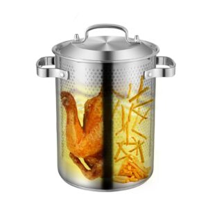 aizyr deep frying pot with lid stainless steel high soup pot/deep fryer, cooking tools for frying chicken spaghetti stewing soup and french fries