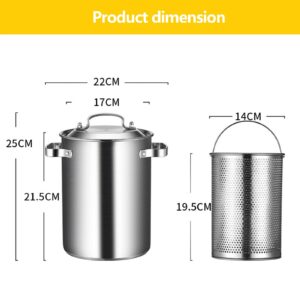 AIZYR Deep Frying Pot with Lid Stainless Steel High Soup Pot/Deep Fryer, Cooking Tools for Frying Chicken Spaghetti stewing Soup and French Fries