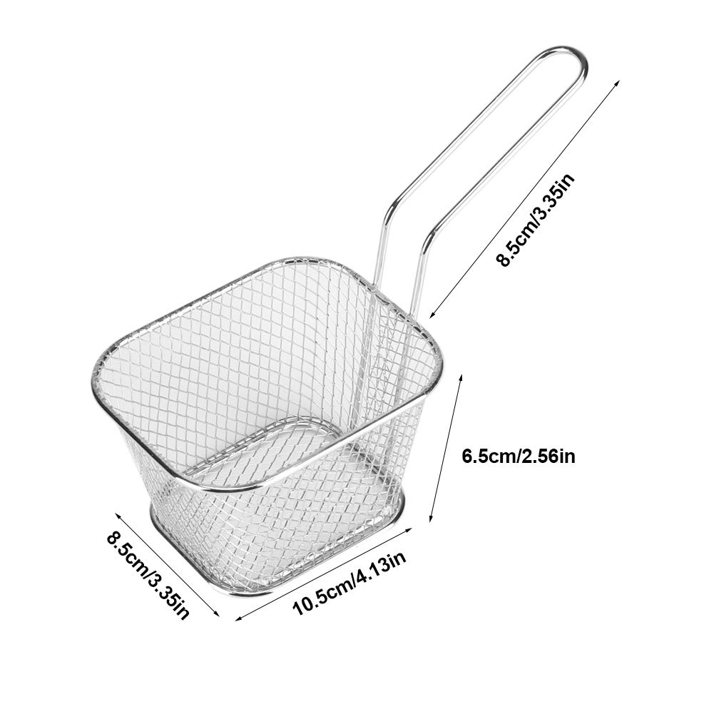 MOUMOUTEN Mini Square Fry Basket, Stainless Steel French Fries Holder Deep Fryer Baskets Serving Food Strainer, Serving Chips Fryer Cooking Tool for Chip Shrimp