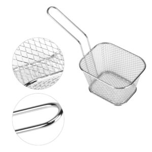 MOUMOUTEN Mini Square Fry Basket, Stainless Steel French Fries Holder Deep Fryer Baskets Serving Food Strainer, Serving Chips Fryer Cooking Tool for Chip Shrimp