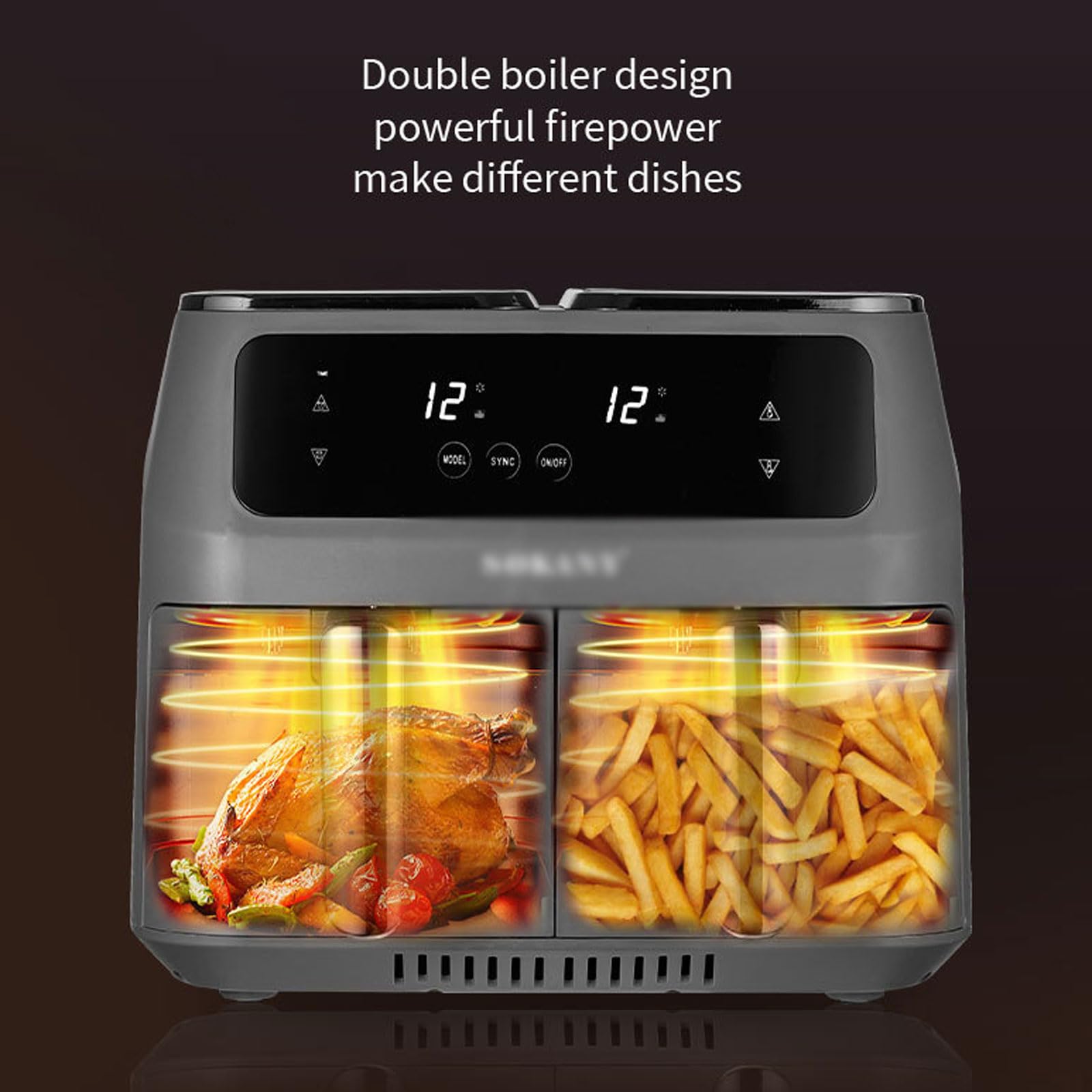 8l/2.1 Gallon Oil-free Air Fryer Multifunctional Automatic French Fries Machine Double-pot Large Capacity Air Fryer