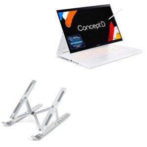 boxwave stand and mount compatible with acer conceptd 7 ezel (cc715-71) (stand and mount compact quickswitch laptop stand, portable, multi angle viewing stand - metallic silver