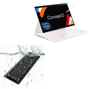 BoxWave Keyboard Compatible with Acer ConceptD 7 Ezel (CC715-72G) (Keyboard AquaProof USB Keyboard, Washable Waterproof Water Resistant USB Keyboard - Jet Black