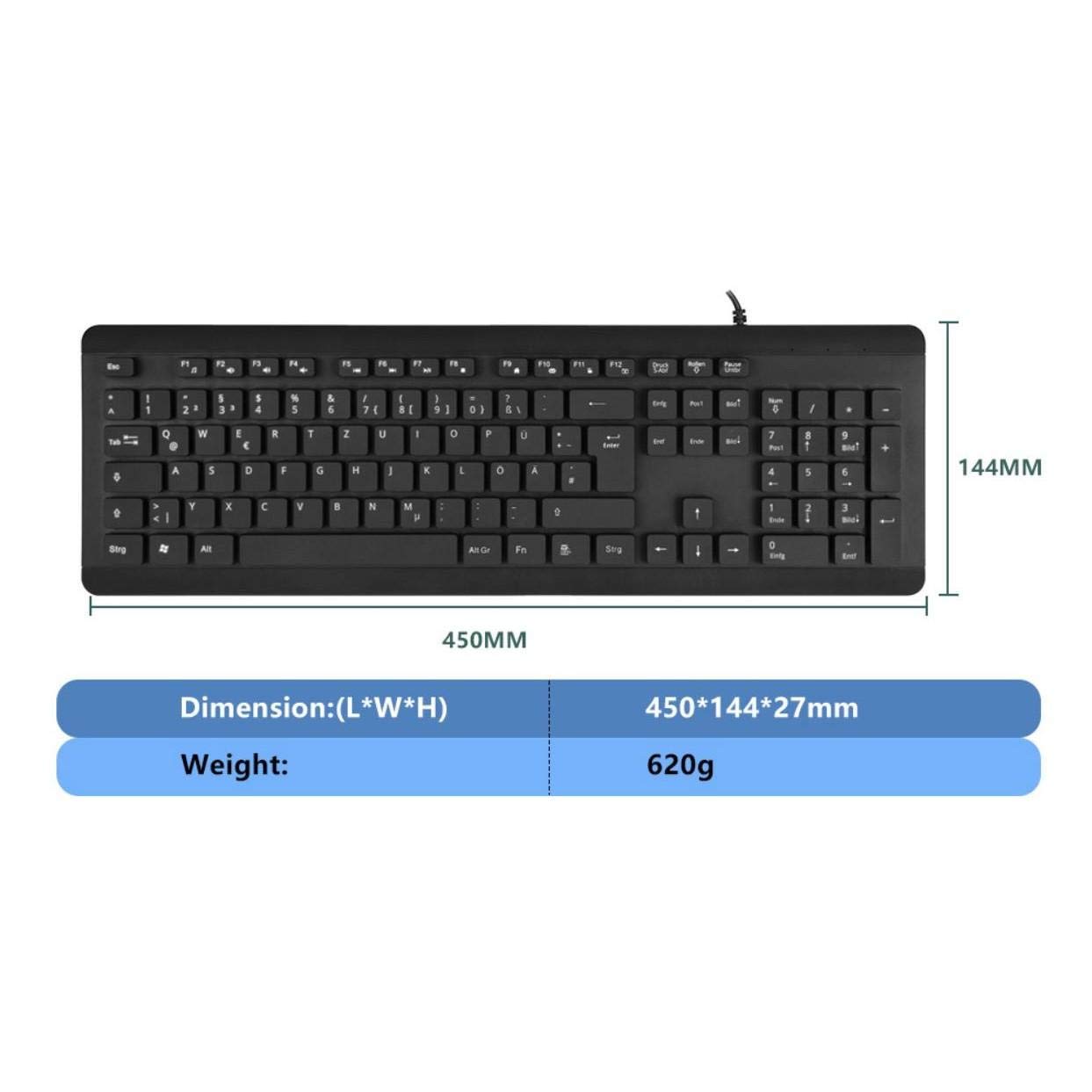 BoxWave Keyboard Compatible with Acer ConceptD 7 Ezel (CC715-72G) (Keyboard AquaProof USB Keyboard, Washable Waterproof Water Resistant USB Keyboard - Jet Black