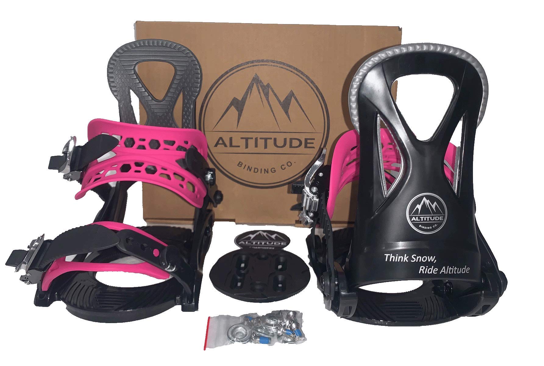 ALTITUDE Girls JR Ripper Snowboard BINDINGS 4x4 Burton 3D & EST (Sizes 2-6) Black/Grey/Pink