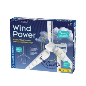 thames & kosmos wind power v4.0 stem experiment kit | build a 3ft wind turbine to generate electricity | learn about renewable energy & power a small model car | weatherproof for outdoor use