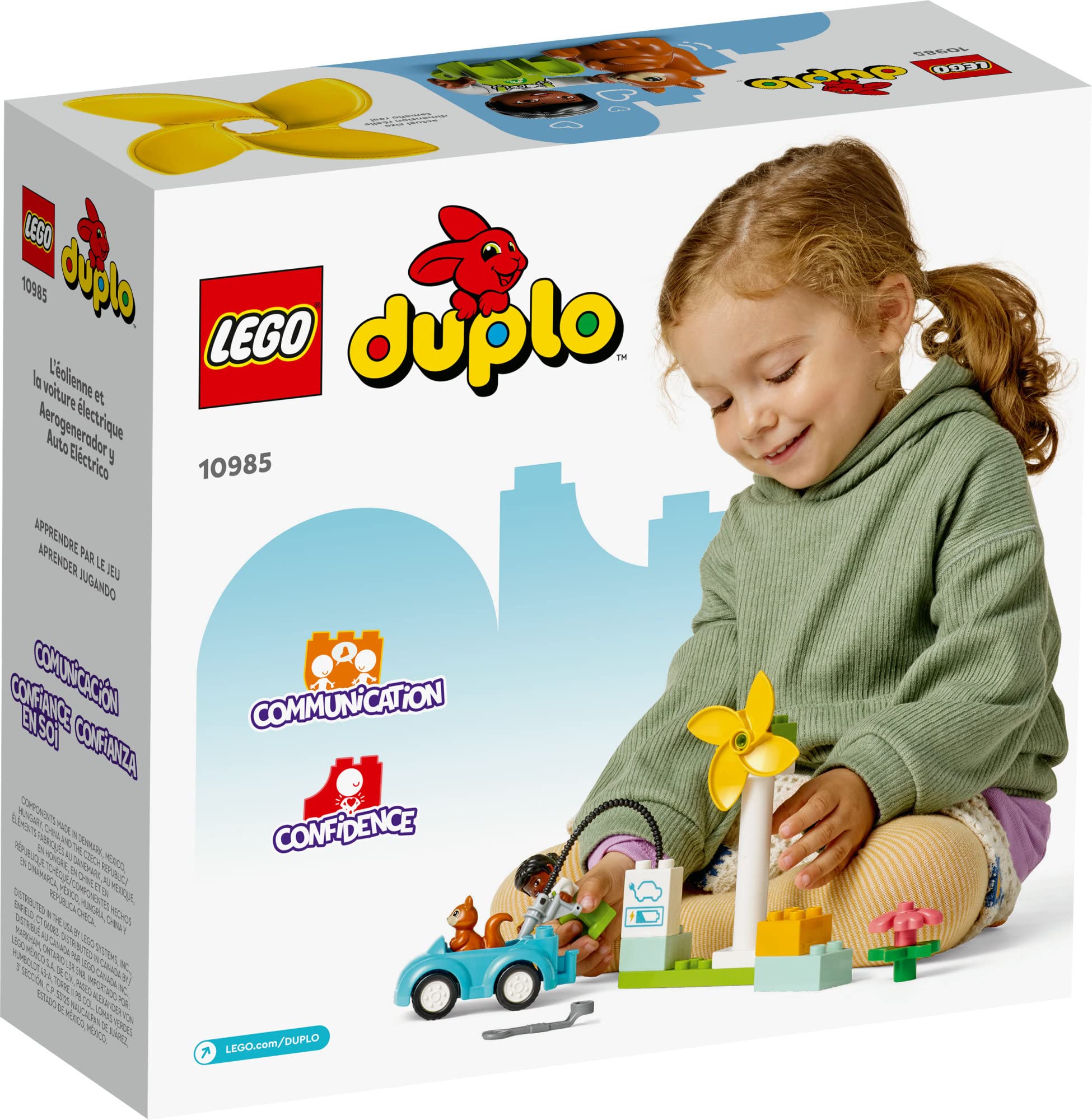 LEGO DUPLO Town Wind Turbine and Electric Car 10985 Early Development Building Toy, includes Charging Station for Pretend Play, Great Gift for Toddler Boys and Girls Ages 2 Years Old and Up