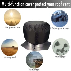 Turbine Roof Vent Cover House, Black Roof Turbine Hoods Shield Canvas, Adjustable Drawstring Turbine Ventilator Cover (20"x20"inches)