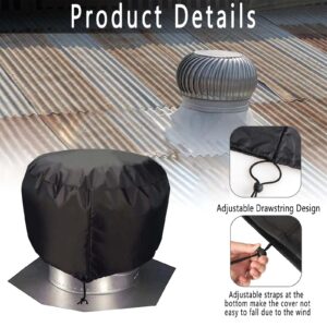 Turbine Roof Vent Cover House, Black Roof Turbine Hoods Shield Canvas, Adjustable Drawstring Turbine Ventilator Cover (20"x20"inches)