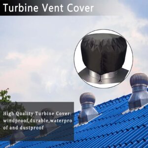 Turbine Roof Vent Cover House, Black Roof Turbine Hoods Shield Canvas, Adjustable Drawstring Turbine Ventilator Cover (20"x20"inches)